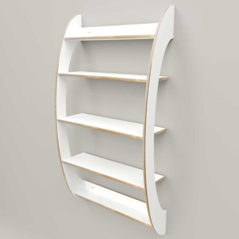 Curved wall shelves in oak or in Formica® for home library - Dovetailors