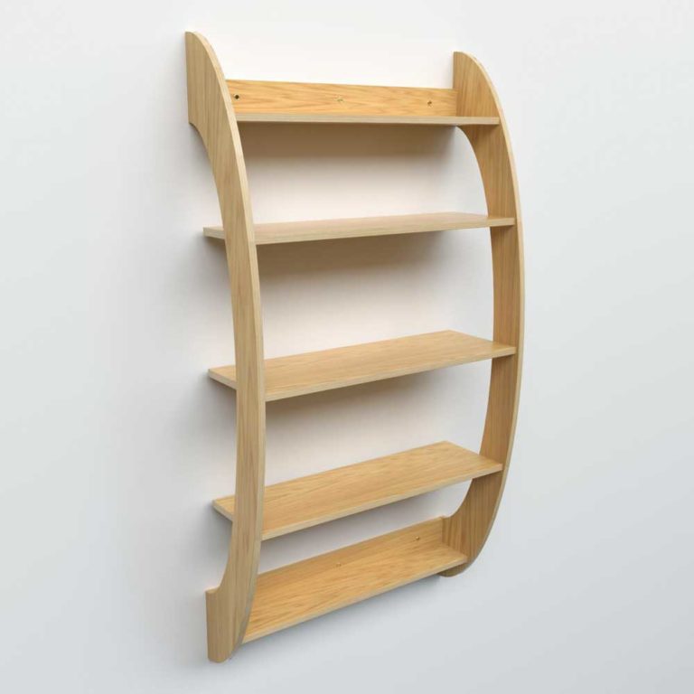 Curved wall shelves in oak or in Formica® for home library - Dovetailors