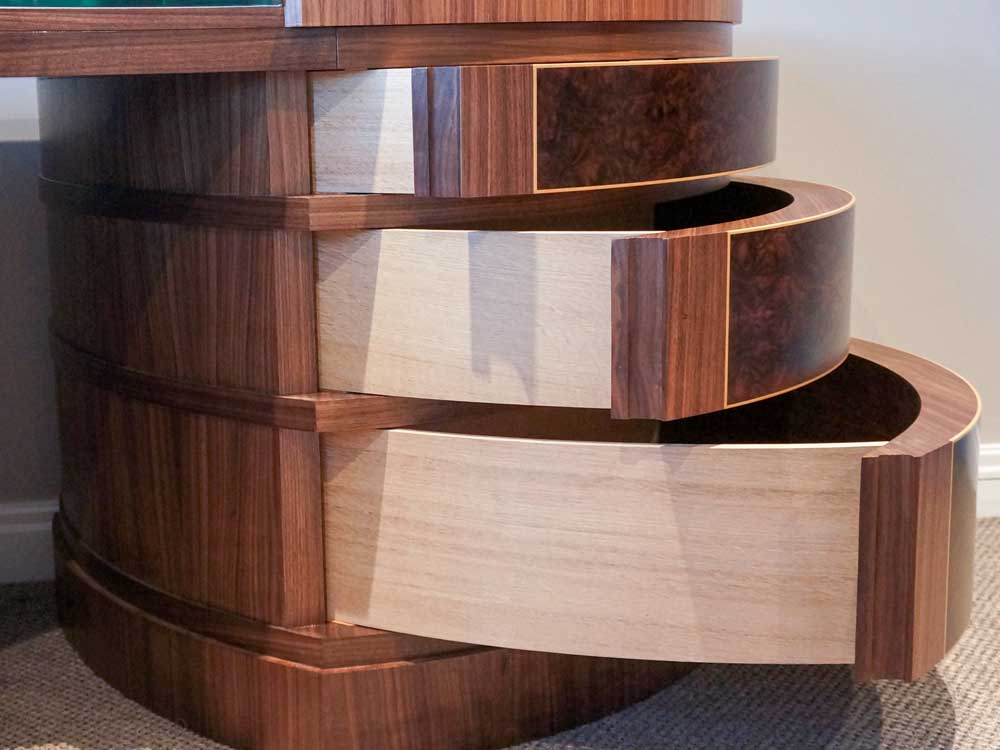 Bespoke home office corner desk in walnut for home office - Dovetailors